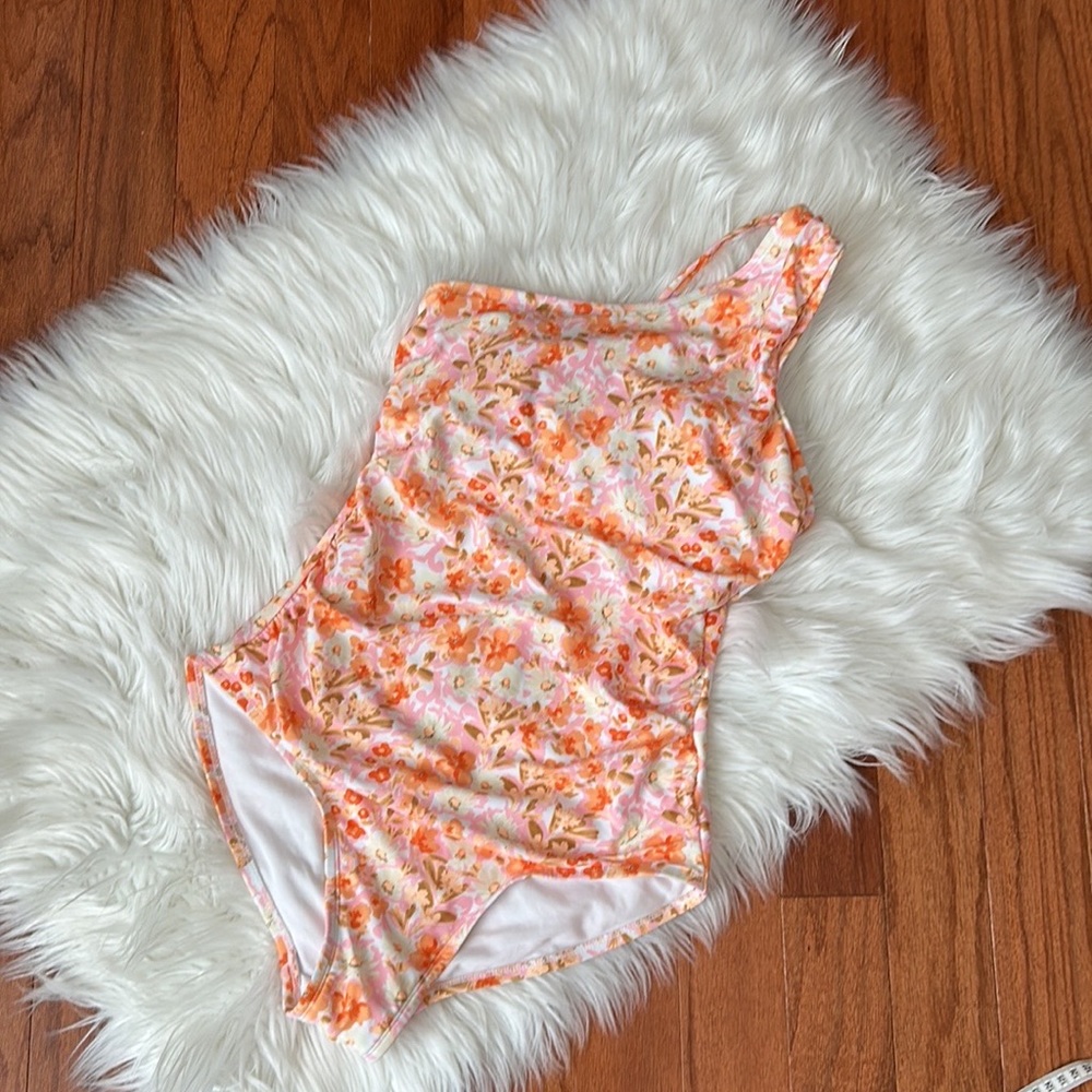 Kona Sol Pink Peach One Shoulder One Piece Swimsuit S… - Gem